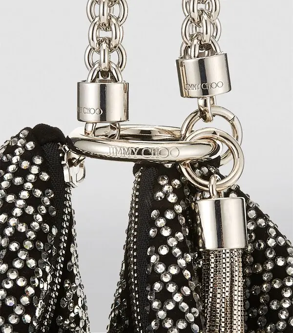 JIMMY CHOO Suede Crystal-embellished Callie Clutch - Black