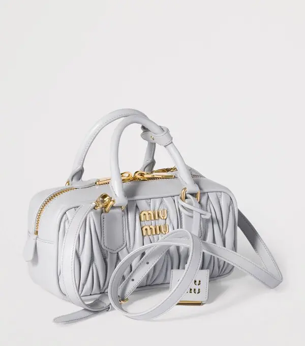 Miu Miu Nappa Leather Matelassé Arcadie Top-handle Bag - Grey