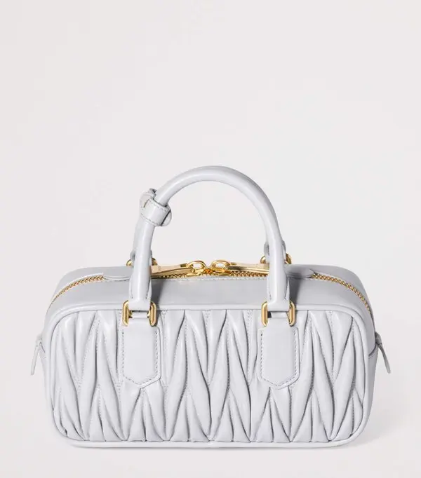 Miu Miu Nappa Leather Matelassé Arcadie Top-handle Bag - Grey