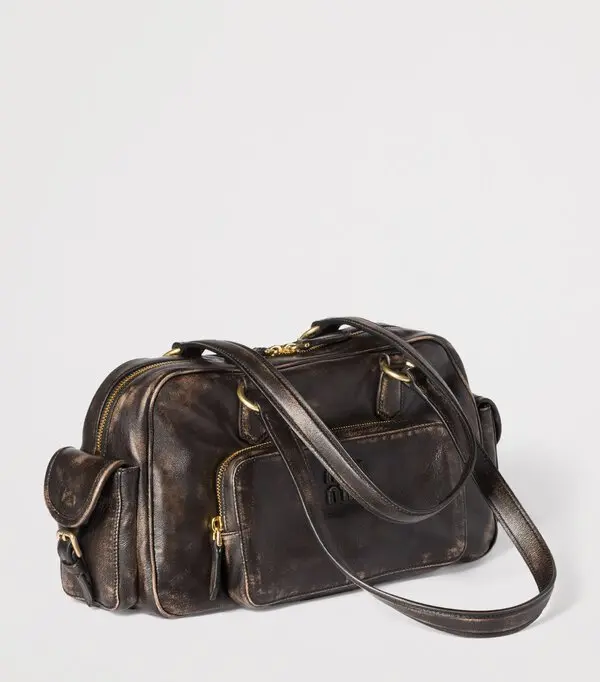 Miu Miu Nappa Leather Pocket Top-handle Bag - Brown