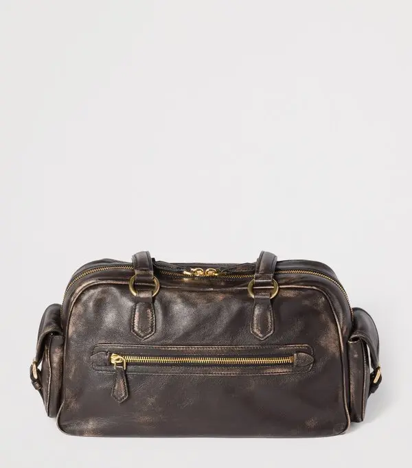 Miu Miu Nappa Leather Pocket Top-handle Bag - Brown