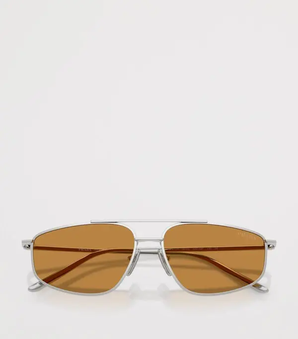 Prada Metal Rectangular Sunglasses - Silver