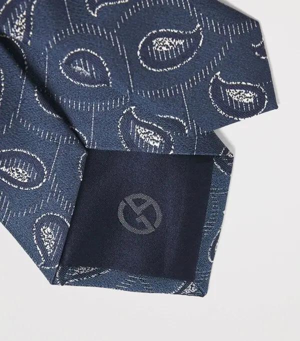 Giorgio Armani Silk Paisley Jacquard Neck Tie
