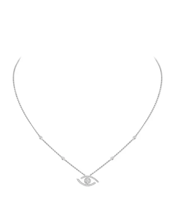 Messika Lucky Eye White Gold And Diamond Pavé Necklace - Silver
