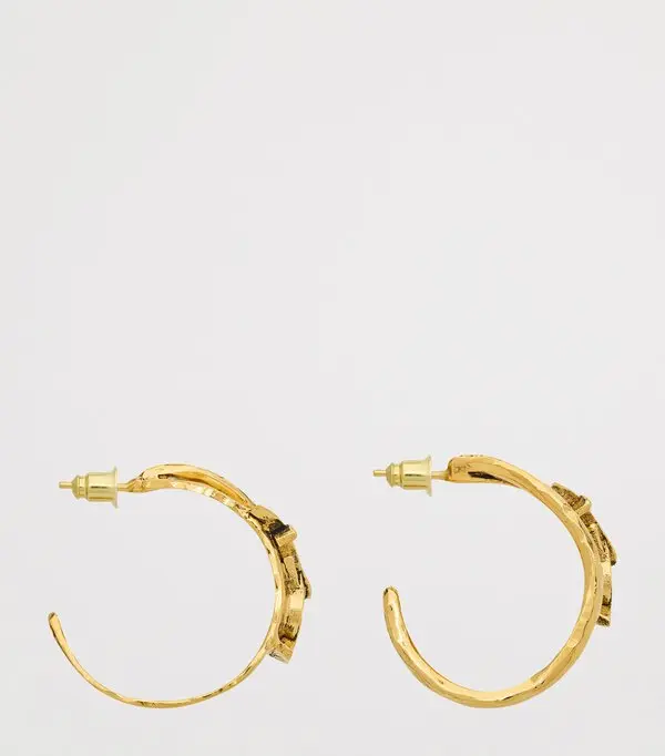 Saint Laurent Textured Cassandre Hoop Earrings