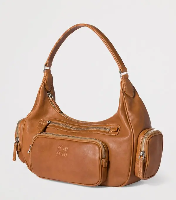 Miu Miu Nappa Leather Top-handle Pocket Bag - Brown