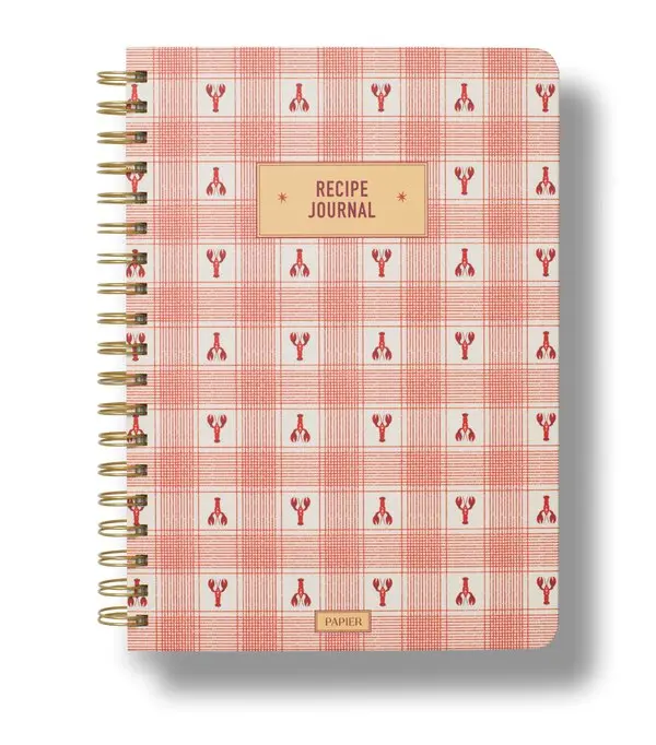 Papier Lobster Gingham Recipe Journal - Red