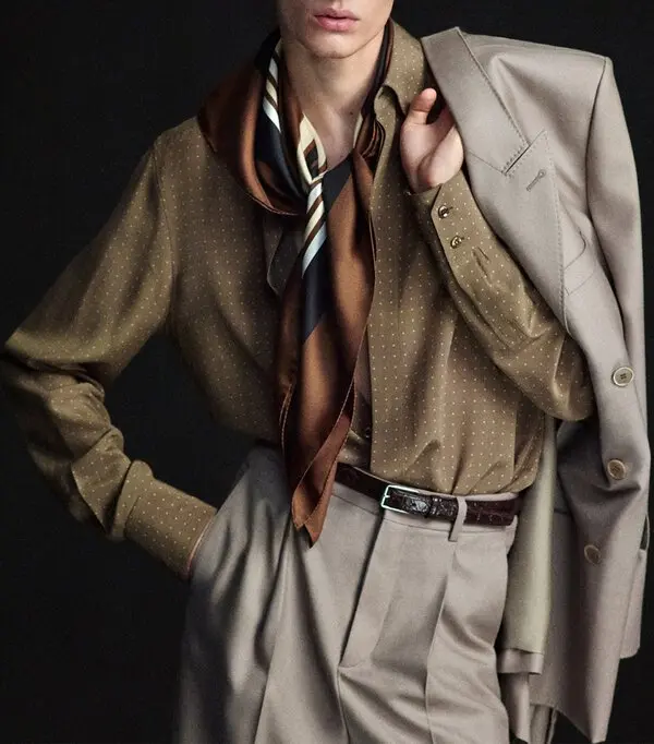 Saint Laurent Silk Geometric Print Scarf