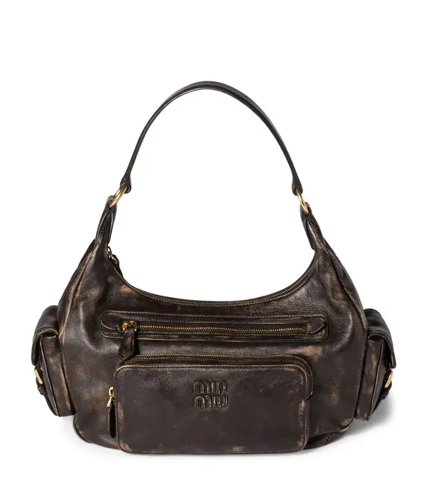 Miu Miu Nappa Leather Pocket Top-handle Bag - Brown