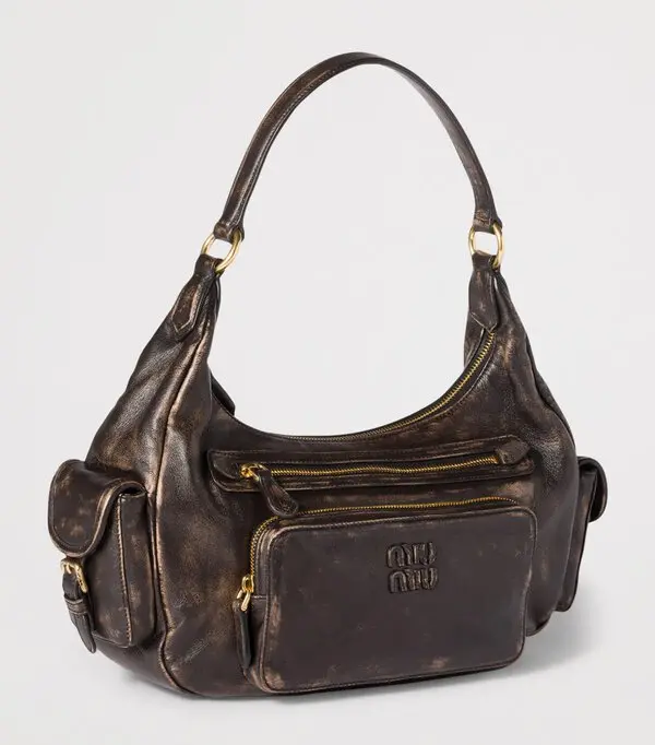 Miu Miu Nappa Leather Pocket Top-handle Bag - Brown
