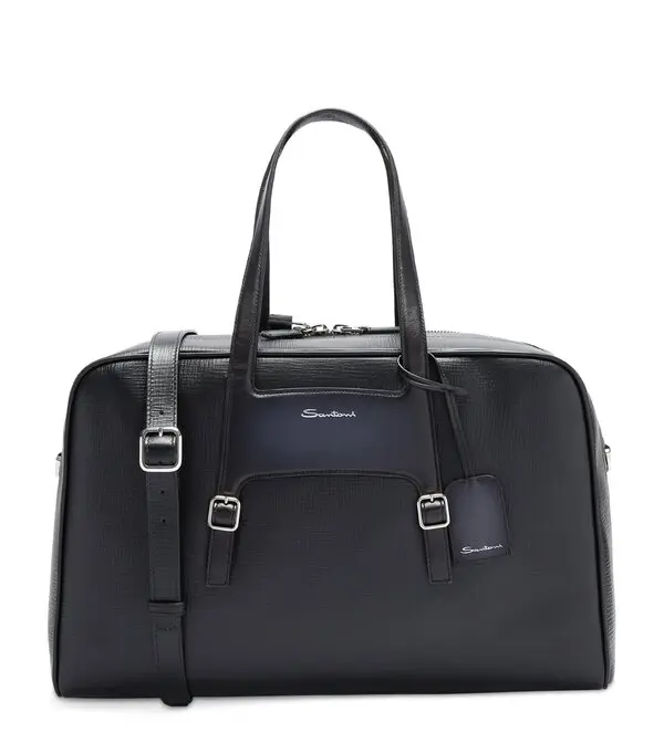 Santoni Leather Weekend Bag - Black