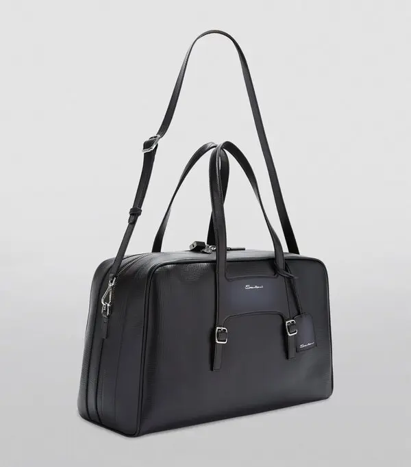 Santoni Leather Weekend Bag - Black