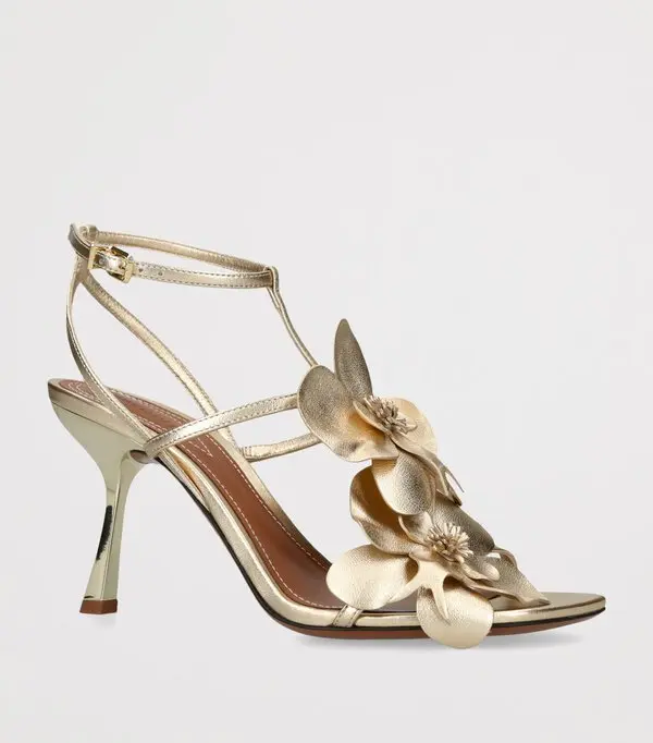 Zimmermann Metallic Leather Orchid Heeled Sandals - Gold