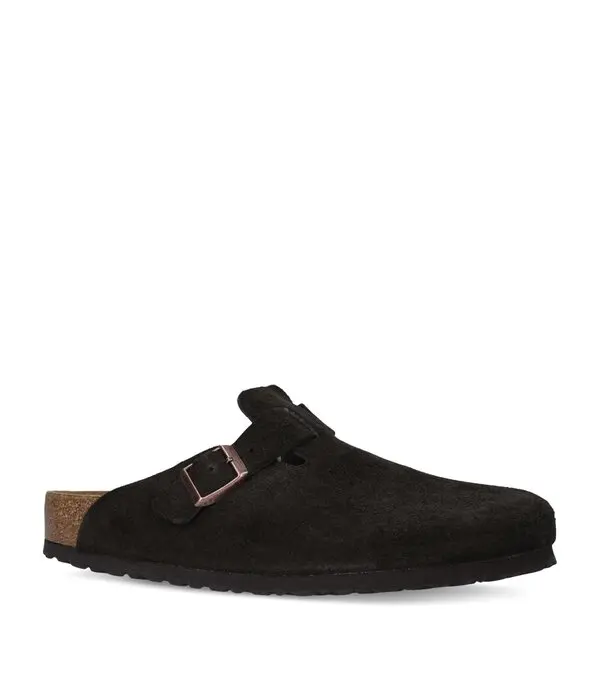 BIRKENSTOCK Suede Boston Clogs - Brown