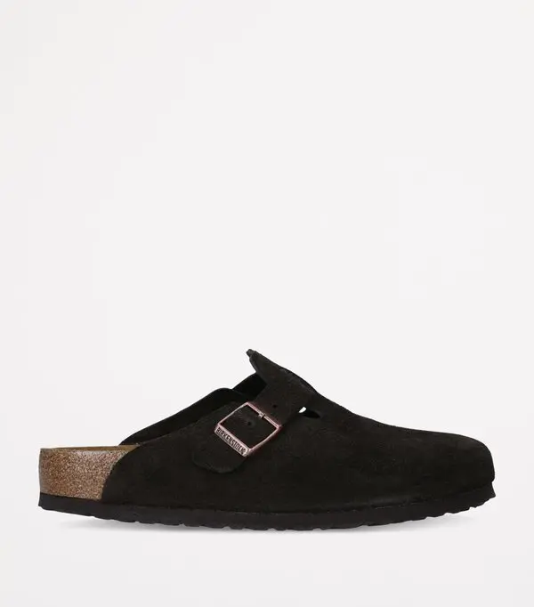 BIRKENSTOCK Suede Boston Clogs - Brown