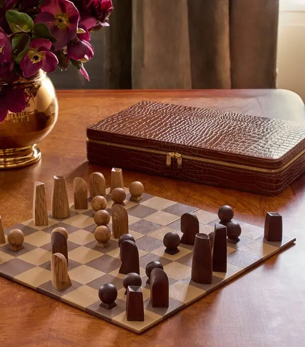 Aerin Leather Enzo Travel Chess Set