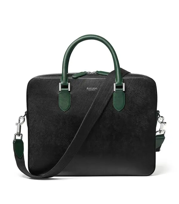 ASPINAL OF LONDON Slim Leather Briefcase - Black
