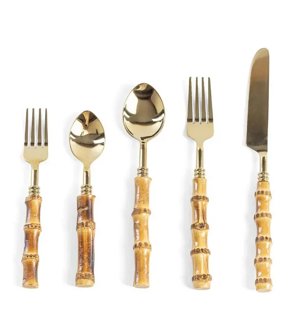 LES-OTTOMANS Set Of 5 Bamboo Cutlery - Beige