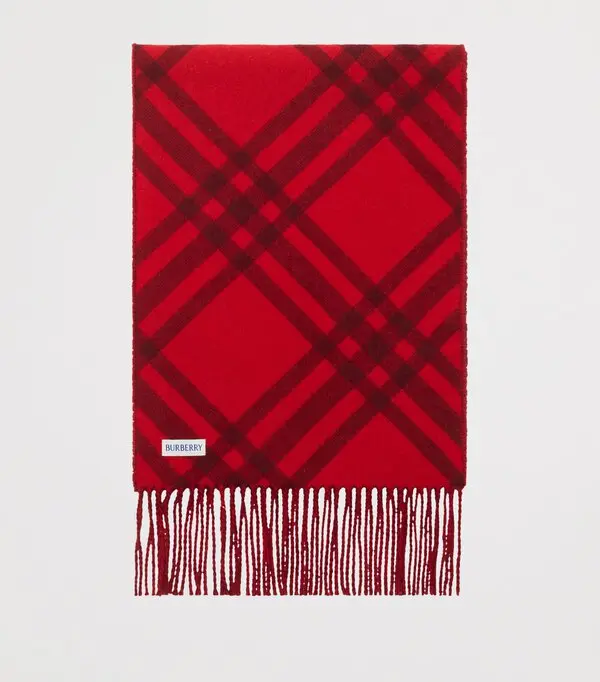 Burberry Cashmere Check Scarf - Red