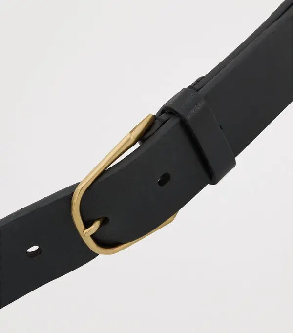 Saint Laurent Leather Belt With Gold-tone Buckle