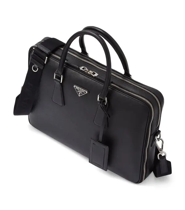 Prada Saffiano Leather Briefcase - Black