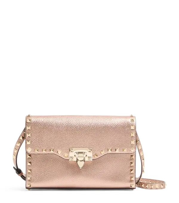 Valentino Garavani Rockstud Leather Shoulder Bag - Nude