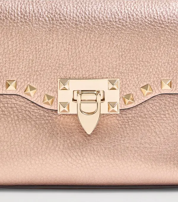 Valentino Garavani Rockstud Leather Shoulder Bag - Nude