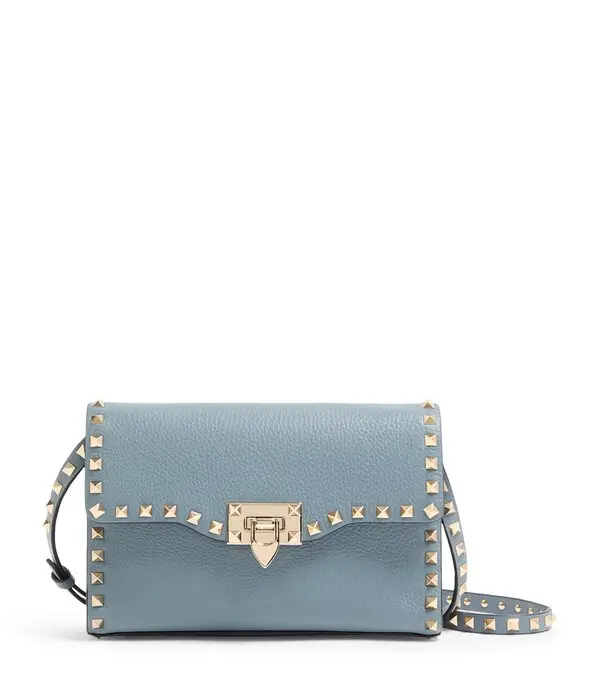 Valentino Garavani Small Leather Rockstud Shoulder Bag - Blue