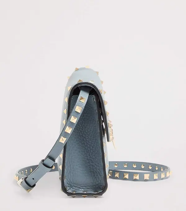 Valentino Garavani Small Leather Rockstud Shoulder Bag - Blue