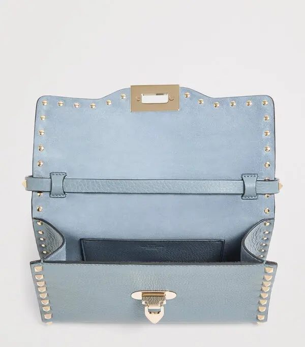 Valentino Garavani Small Leather Rockstud Shoulder Bag - Blue