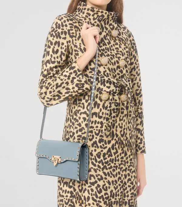Valentino Garavani Small Leather Rockstud Shoulder Bag - Blue