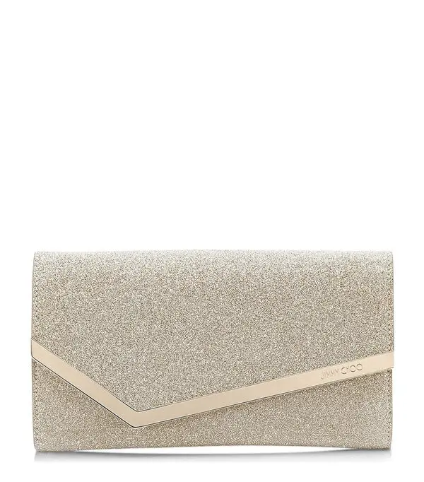 JIMMY CHOO Glitter Emmie Clutch - Silver