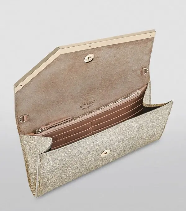 JIMMY CHOO Glitter Emmie Clutch - Silver