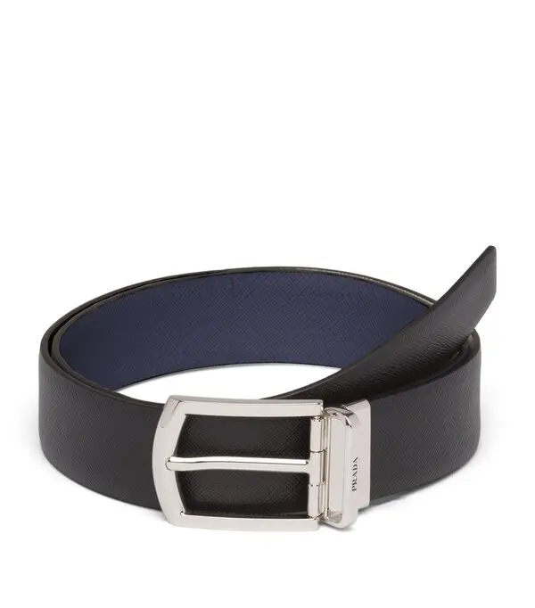 Prada Saffiano Leather Reversible Belt - Black