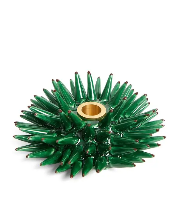 La DoubleJ Ceramic Spine Candle Holder - Green