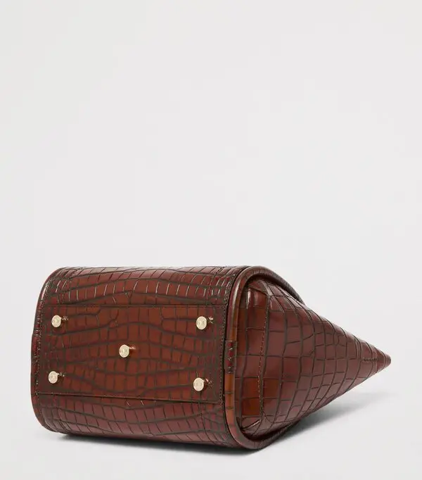 Max Mara Small Croc-embossed Marine Top-handle Bag