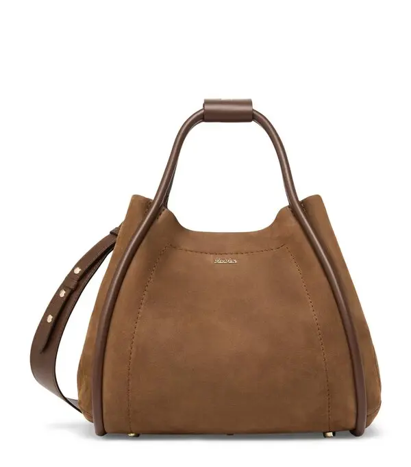 Max Mara Small Nubuck Leather Top-handle Bag - Brown