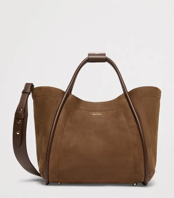 Max Mara Small Nubuck Leather Top-handle Bag - Brown