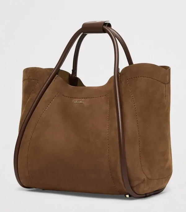 Max Mara Small Nubuck Leather Top-handle Bag - Brown