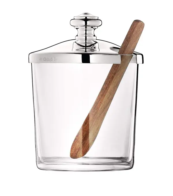 Christofle Plated Albi Serving Pot And Spoon - Silver