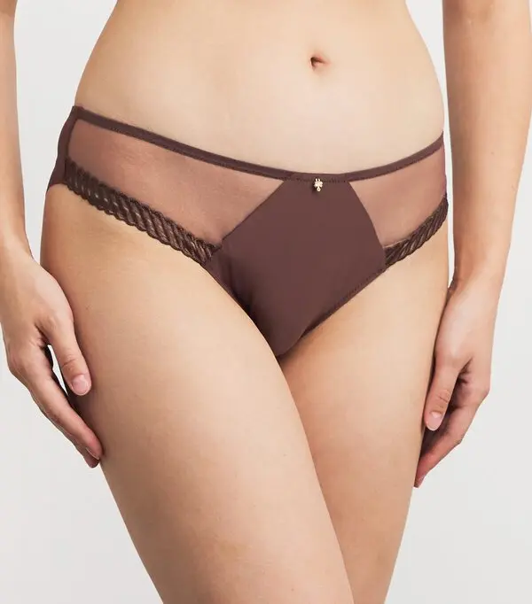 AUBADE Sheer Emotion Brazilian Briefs - Brown