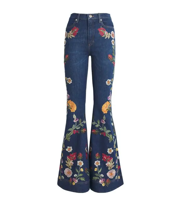 Alice + Olivia Embroidered Bootcut Jeans