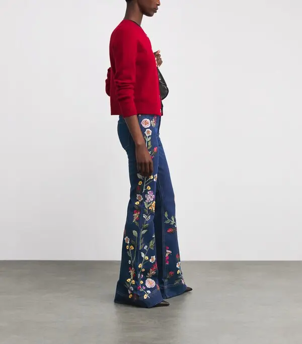 Alice + Olivia Embroidered Bootcut Jeans