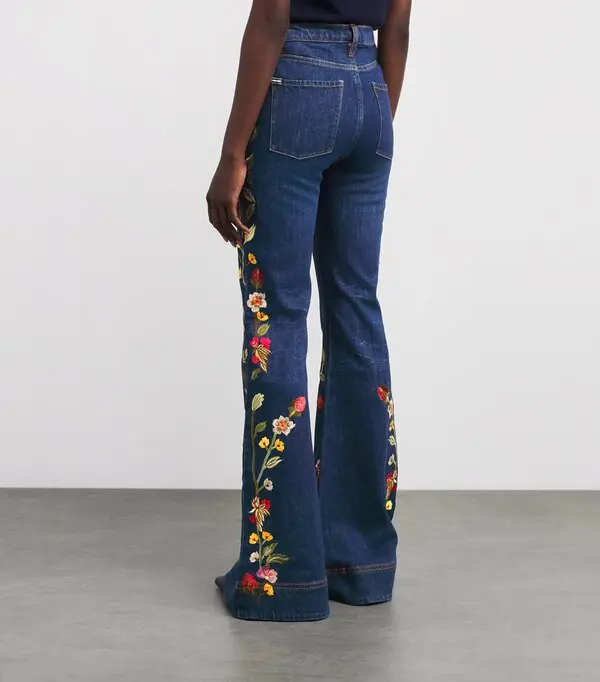 Alice + Olivia Embroidered Bootcut Jeans