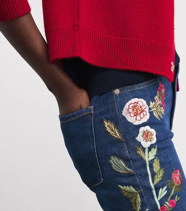 Alice + Olivia Embroidered Bootcut Jeans