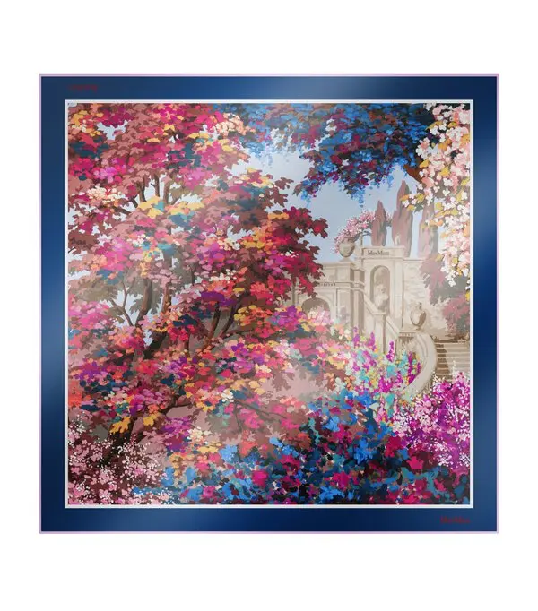Max Mara Silk Printed Scarf - Blue