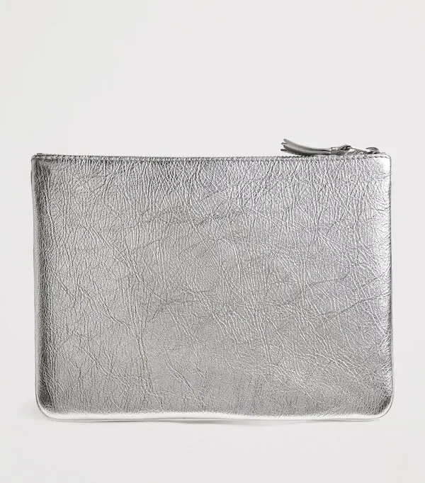 Comme Des Garçons Large Leather Pouch - Silver