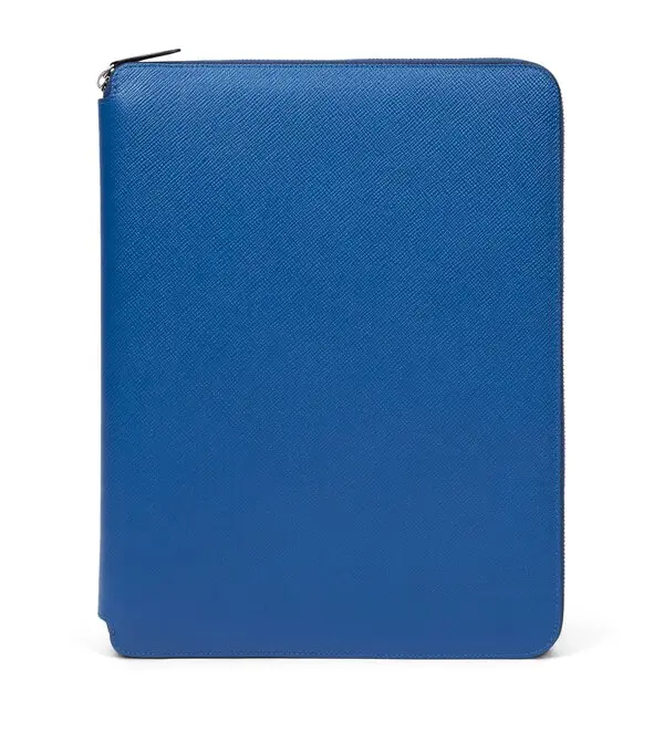 Smythson Calfskin Panama A4 Folder And Notebook Set - Blue