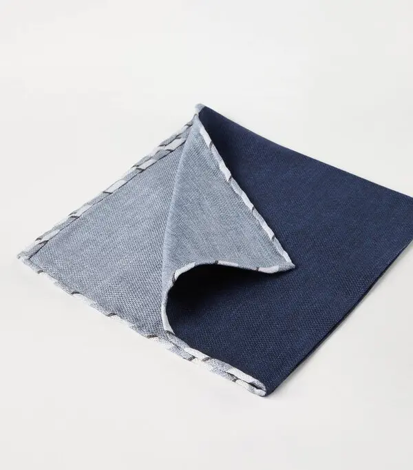 Brunello Cucinelli Silk Pocket Square - Blue