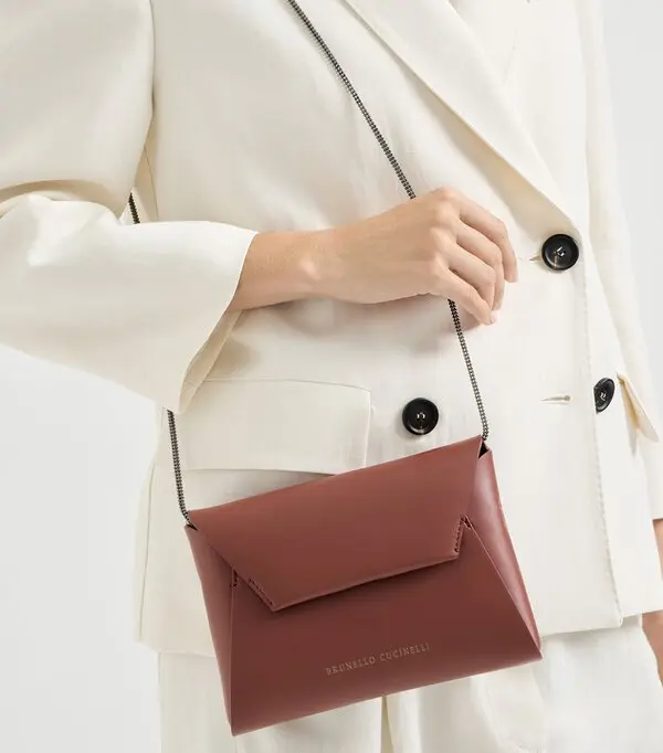 Brunello Cucinelli Leather Pochette Clutch - Red